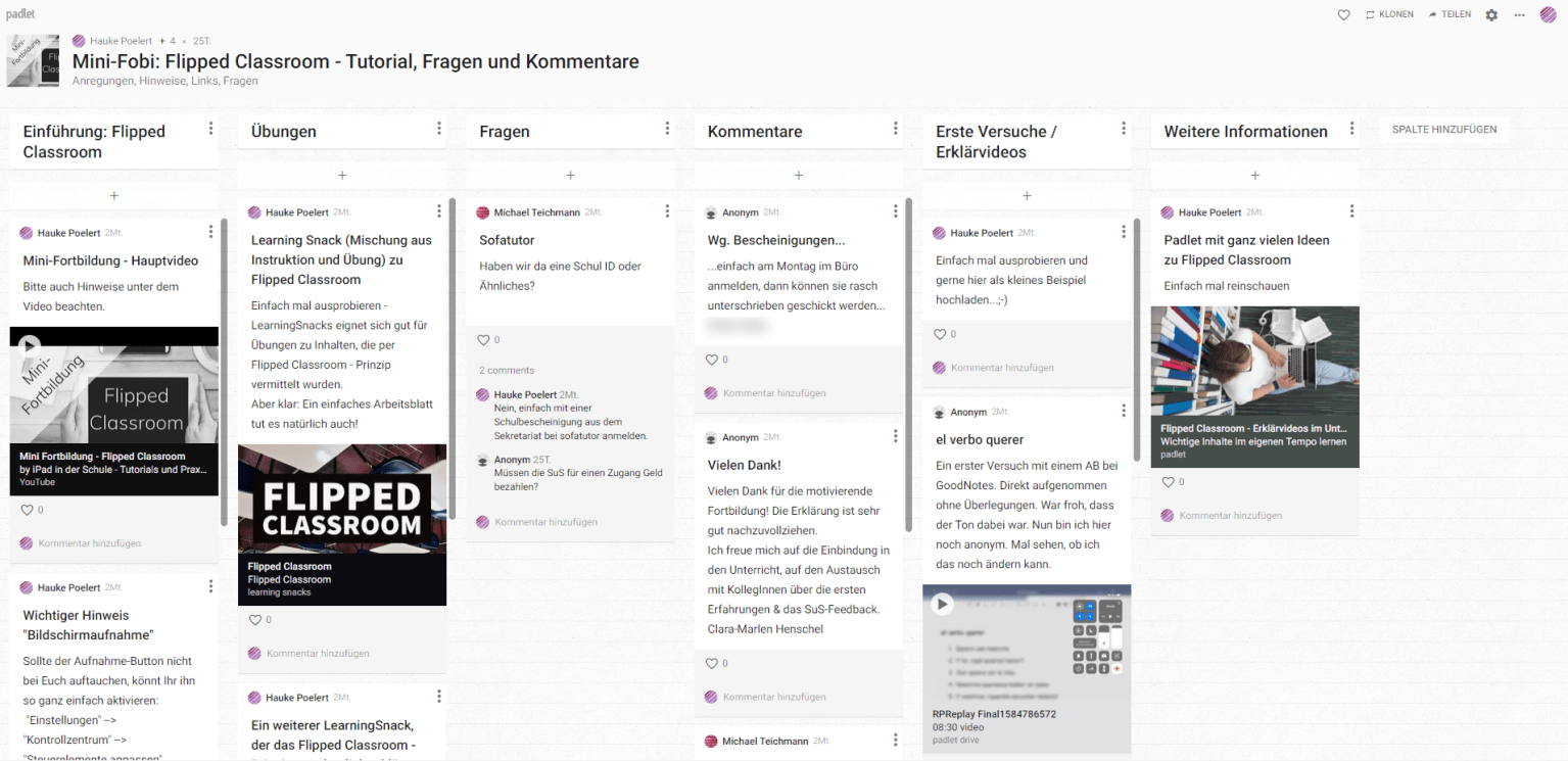 Mini-Fortbildungen (online) mit Padlet und Youtube - Unterrichten Digital